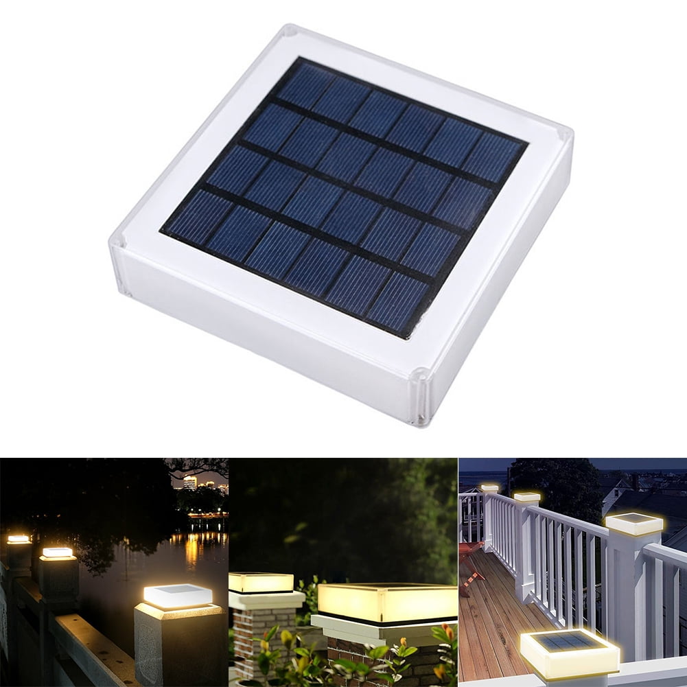Solar LED Post Lights Outdoor Garden Waterproof IP68 Square White ...