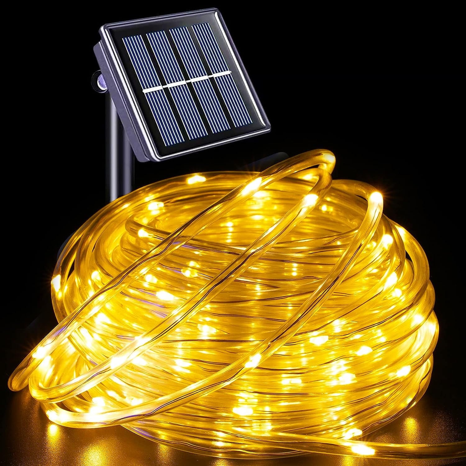 Solar LED Rope Lights Outdoor,Waterproof Solar Powered Tube Strip Light ...