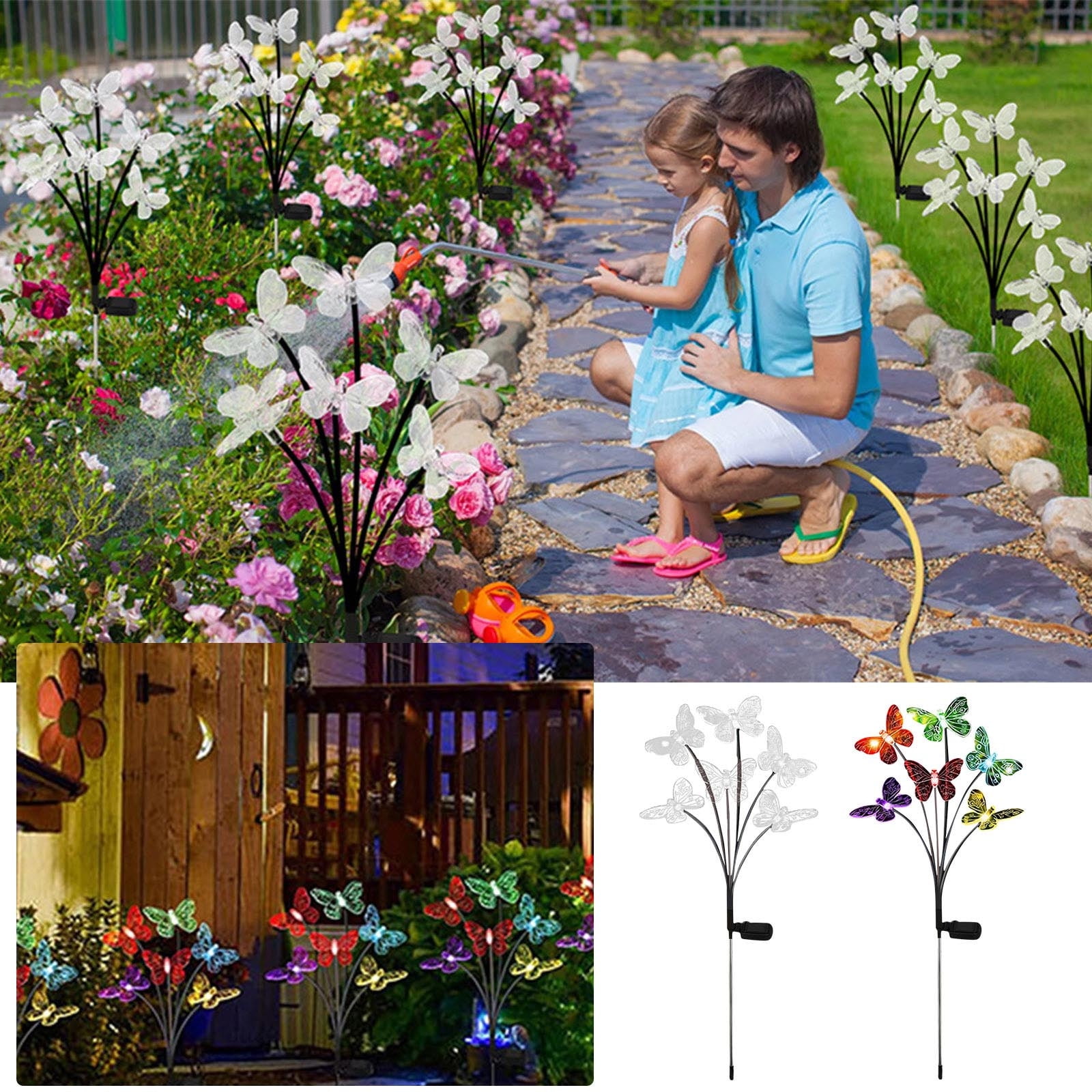 Solar LED Rose Flower Light, Transparent Outdoor Garden Stake Lamp ...