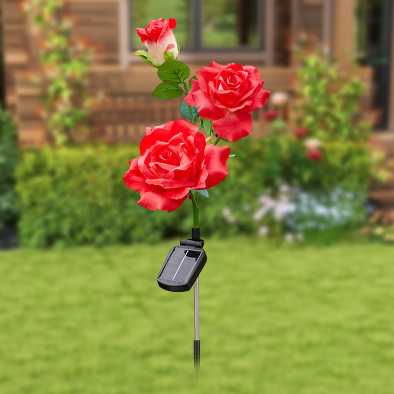 Solar LED Rose Lamp, Waterproof Outdoor Garden Lawn Ground Lamp, Energy ...