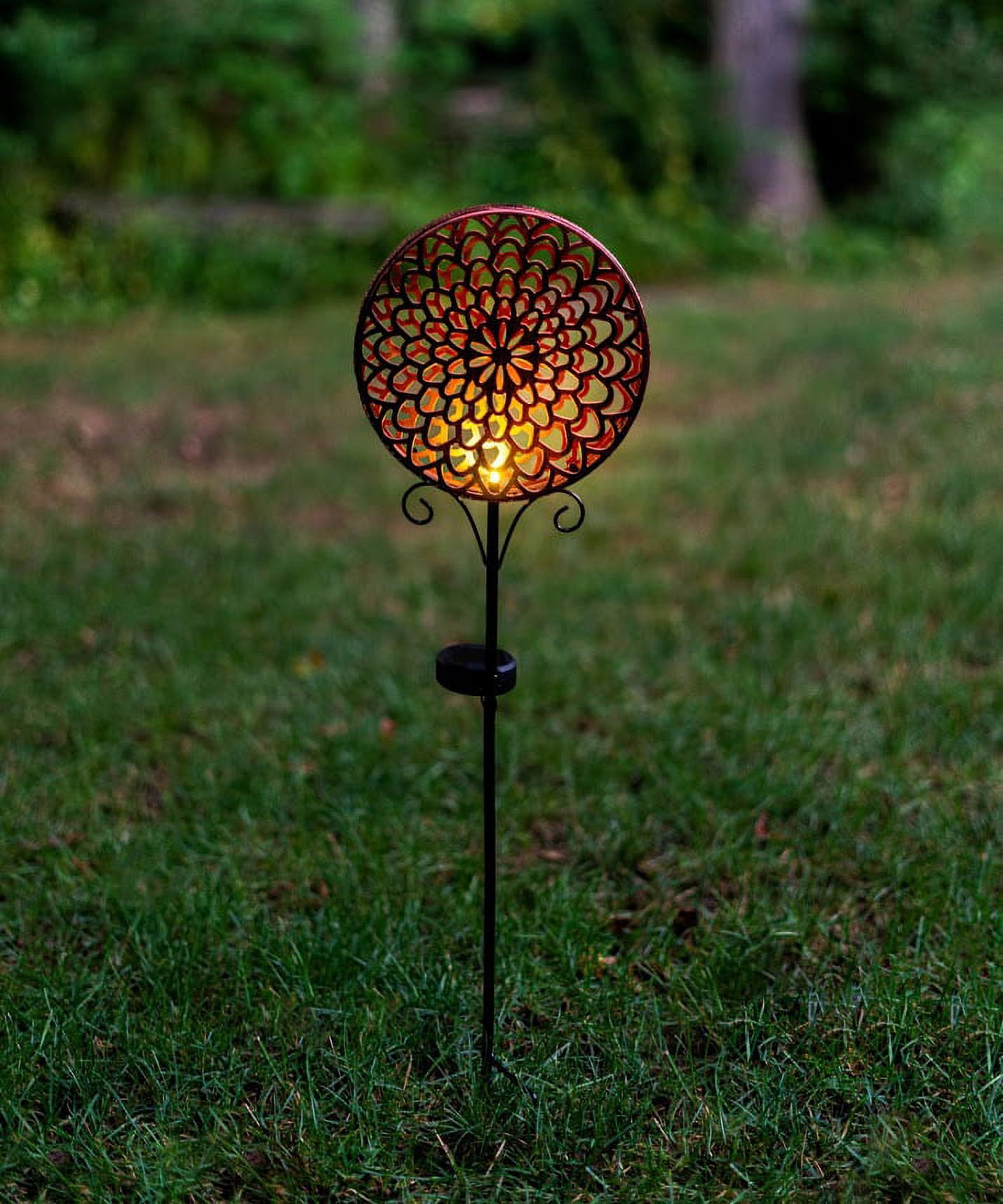 Solar LED Shadow Stake Lights Style: Copper Petals - Walmart.com