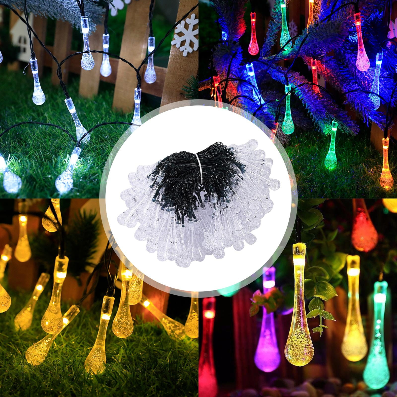 Solar LED String Lights, Outdoor Solar Powered Colored Fairy Lights ...