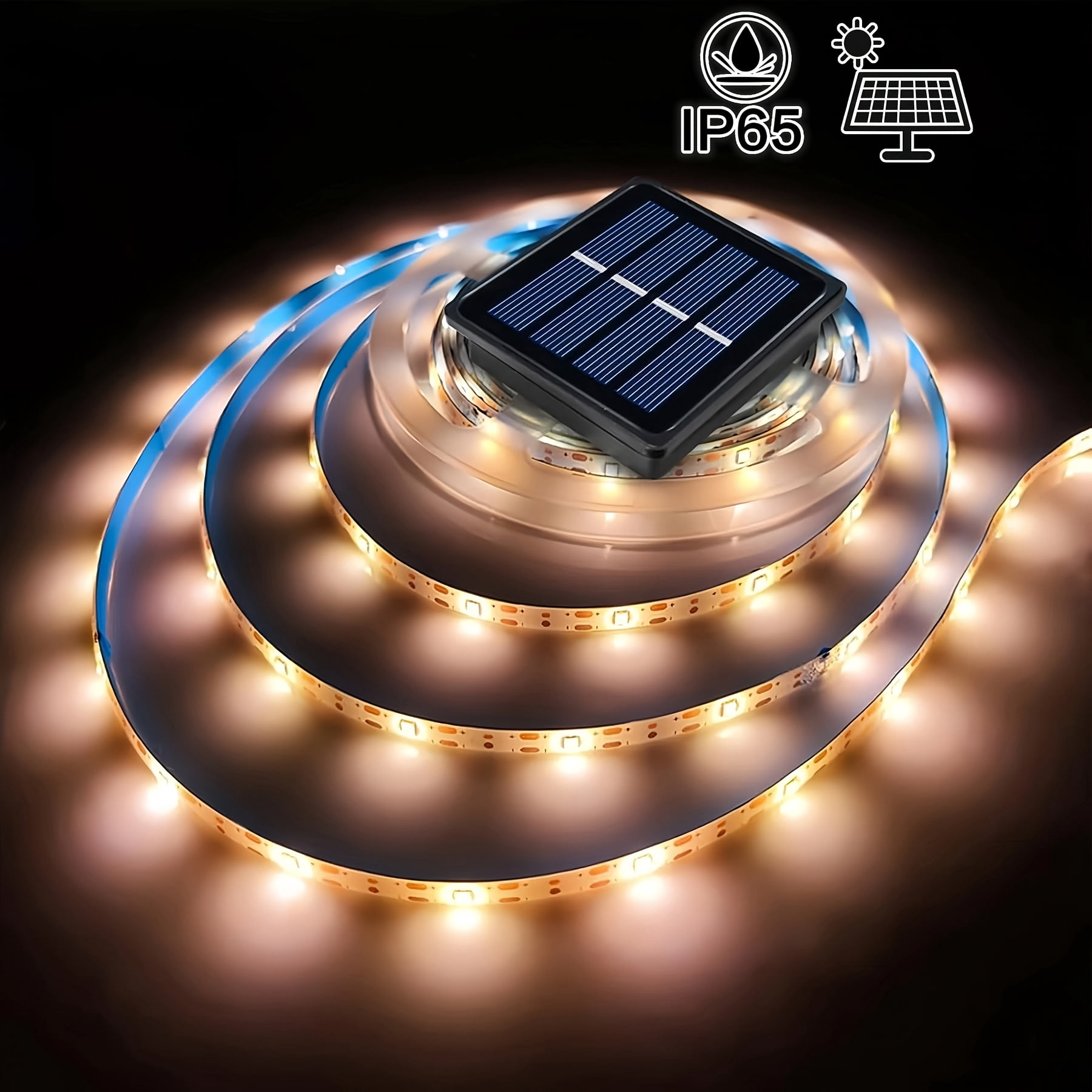 Solar LED Strip Lights Outdoor, 16.4FT 3000K Warm White Light/6000K ...