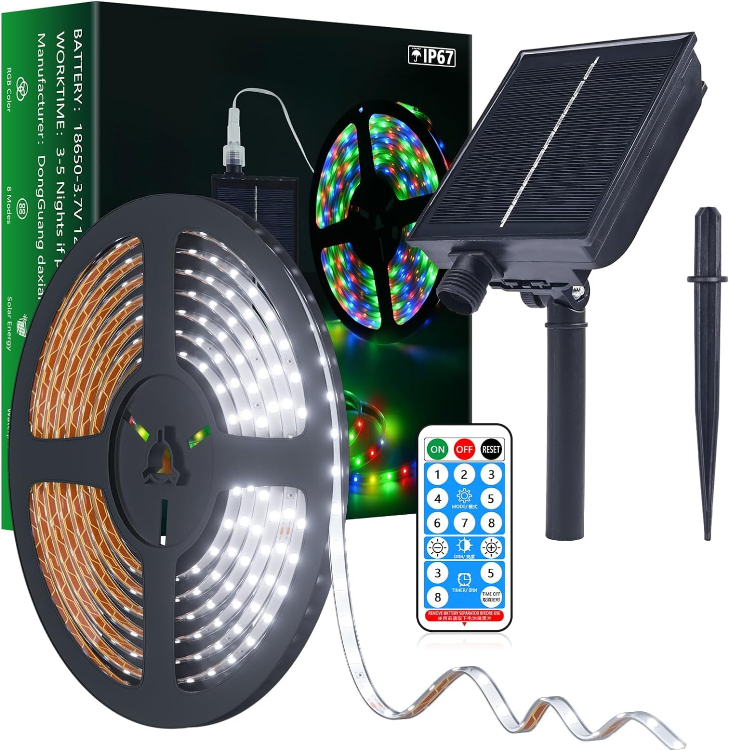 Solar LED Strip Lights Outdoor, 16.4ft 280 LEDs LED Strip IP67 ...