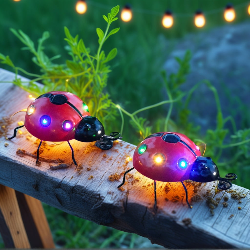 Solar Ladybug Lights,Metal Garden Wall Art ,Sculpture Hanging ...