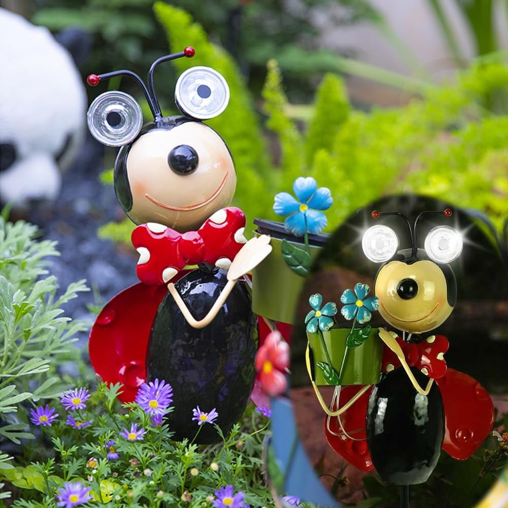 Solar Ladybug Lights - Swaying Metal Design, Waterproof, Perfect for ...