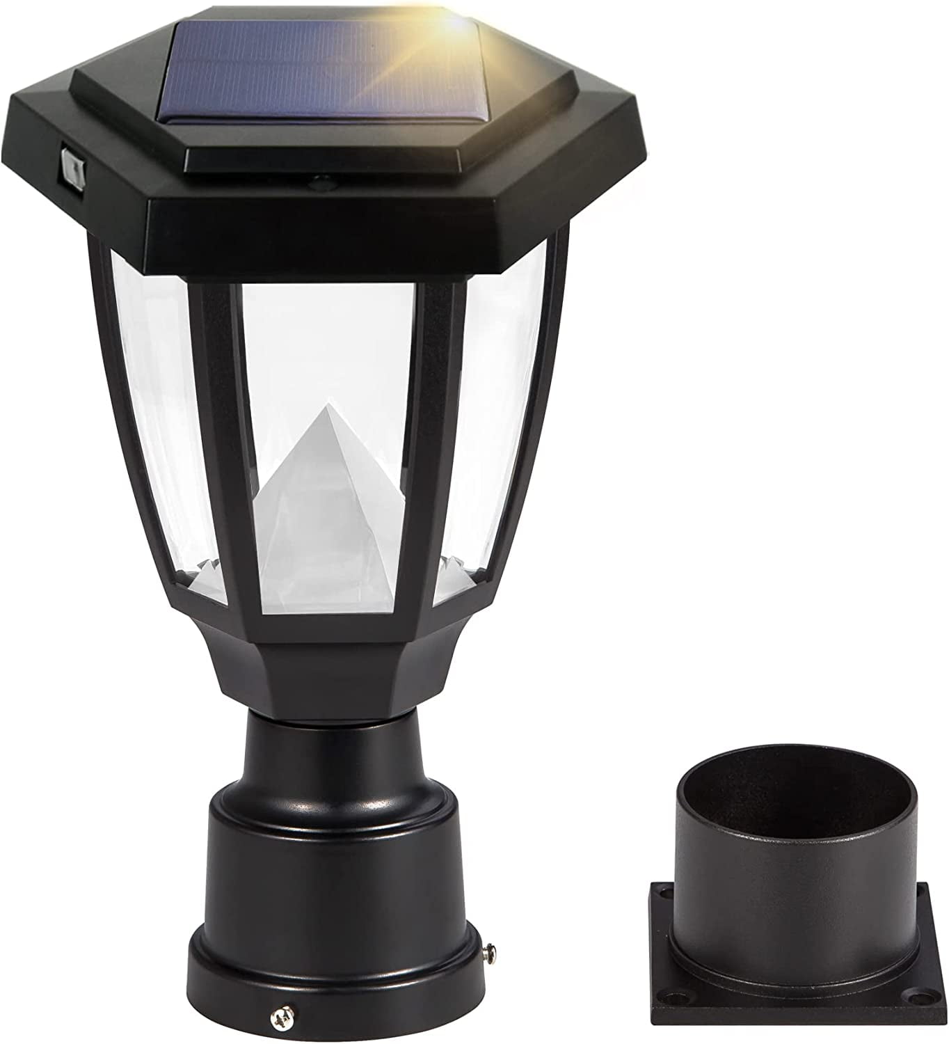 Solar Lamp Post Light Outdoor, Waterproof LED Fence Post Lights Solar ...