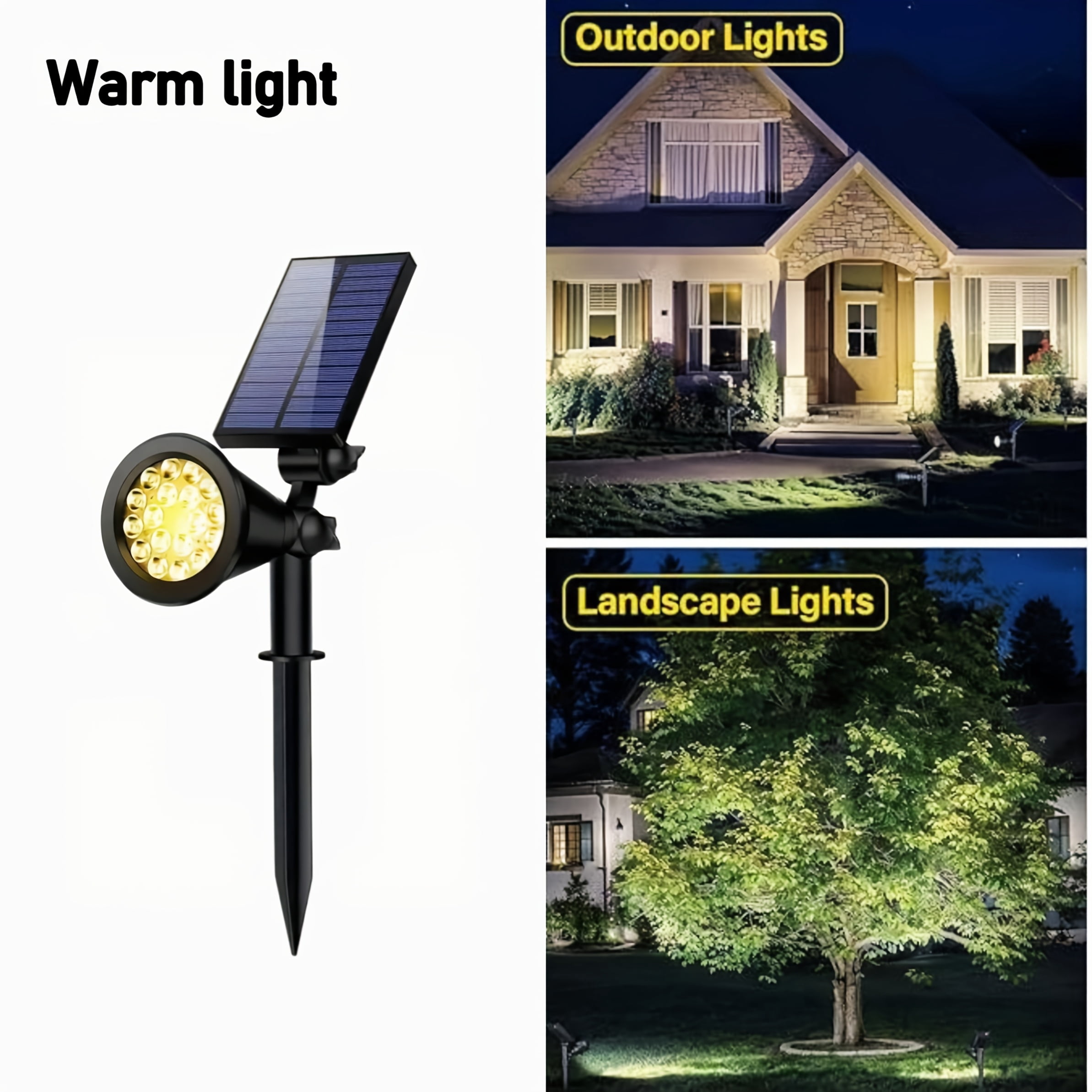 Solar Landscape Lights with 18 LED 3 Brightness Modes, Outdoor ...