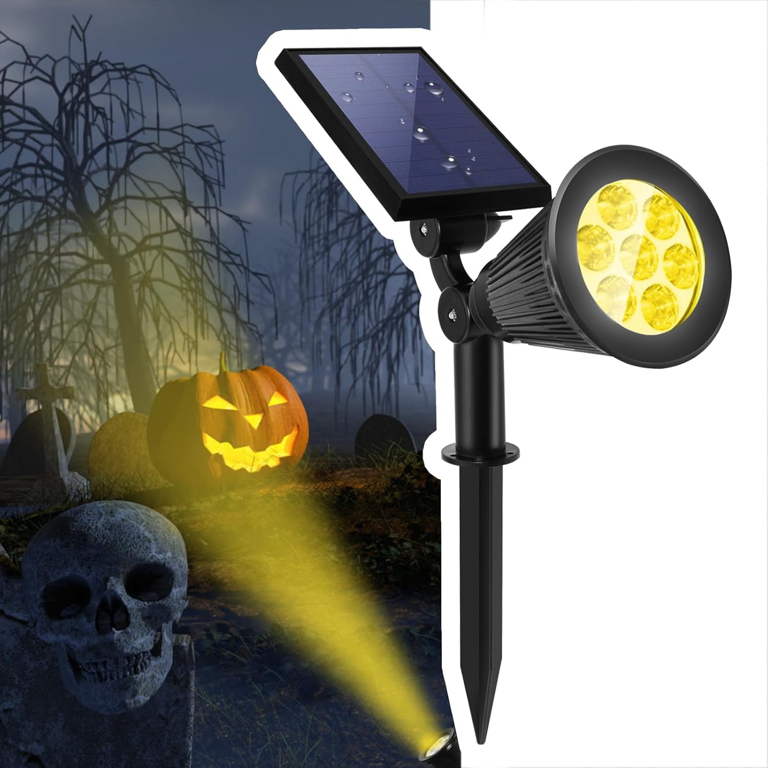 Solar Landscape Spotlights Outdoor, Bright 7-LED Solar Lights, Dusk-to ...