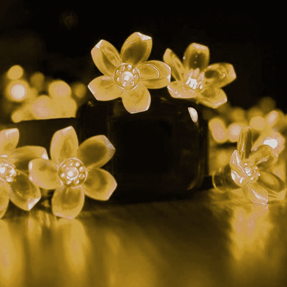 Solar Lantern, 23ft/7M 50LED Peach Blossom Solar Decorative String ...