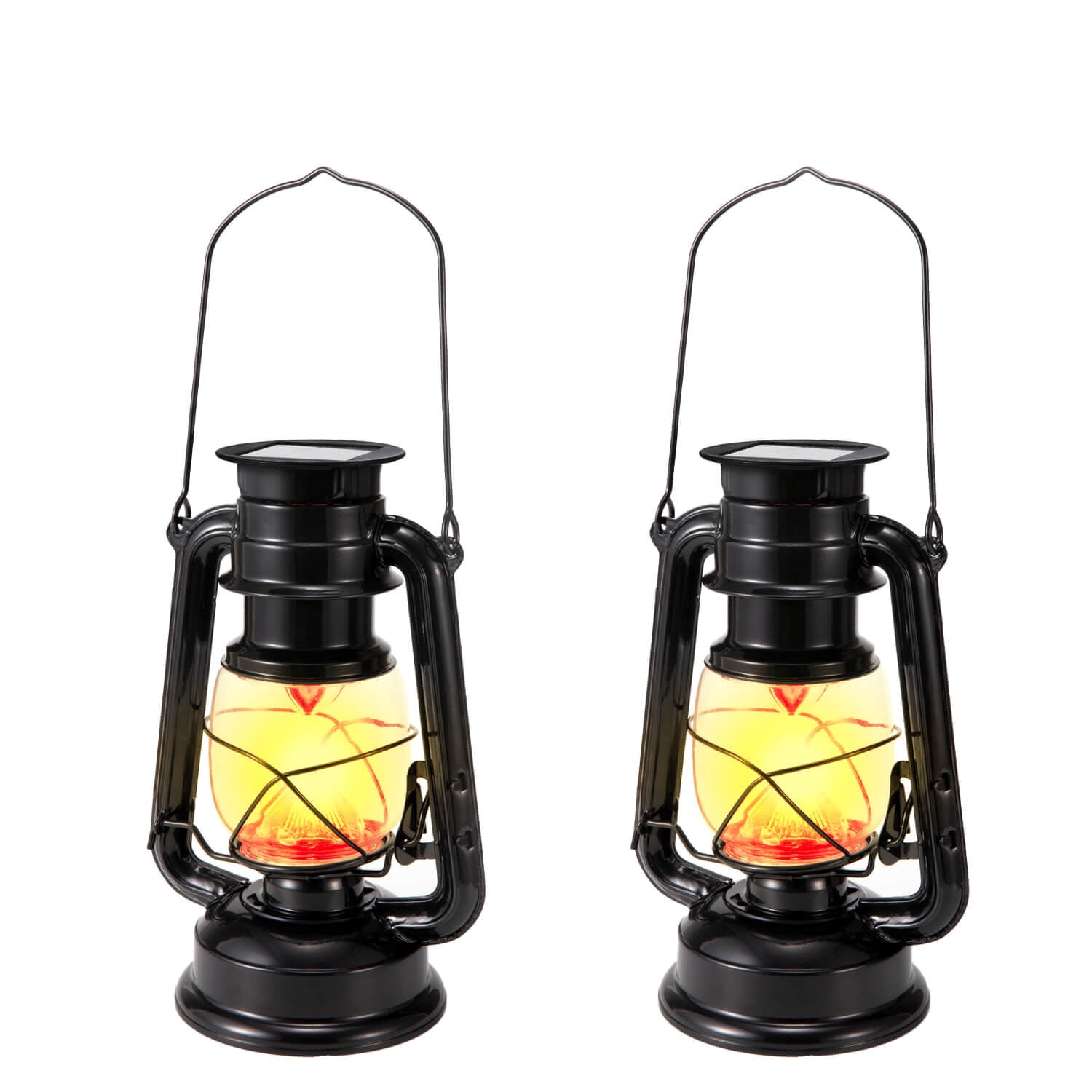 Evelynsun 2-Pack Flickering Flame Solar Lanterns, Weatherproof Outdoor ...