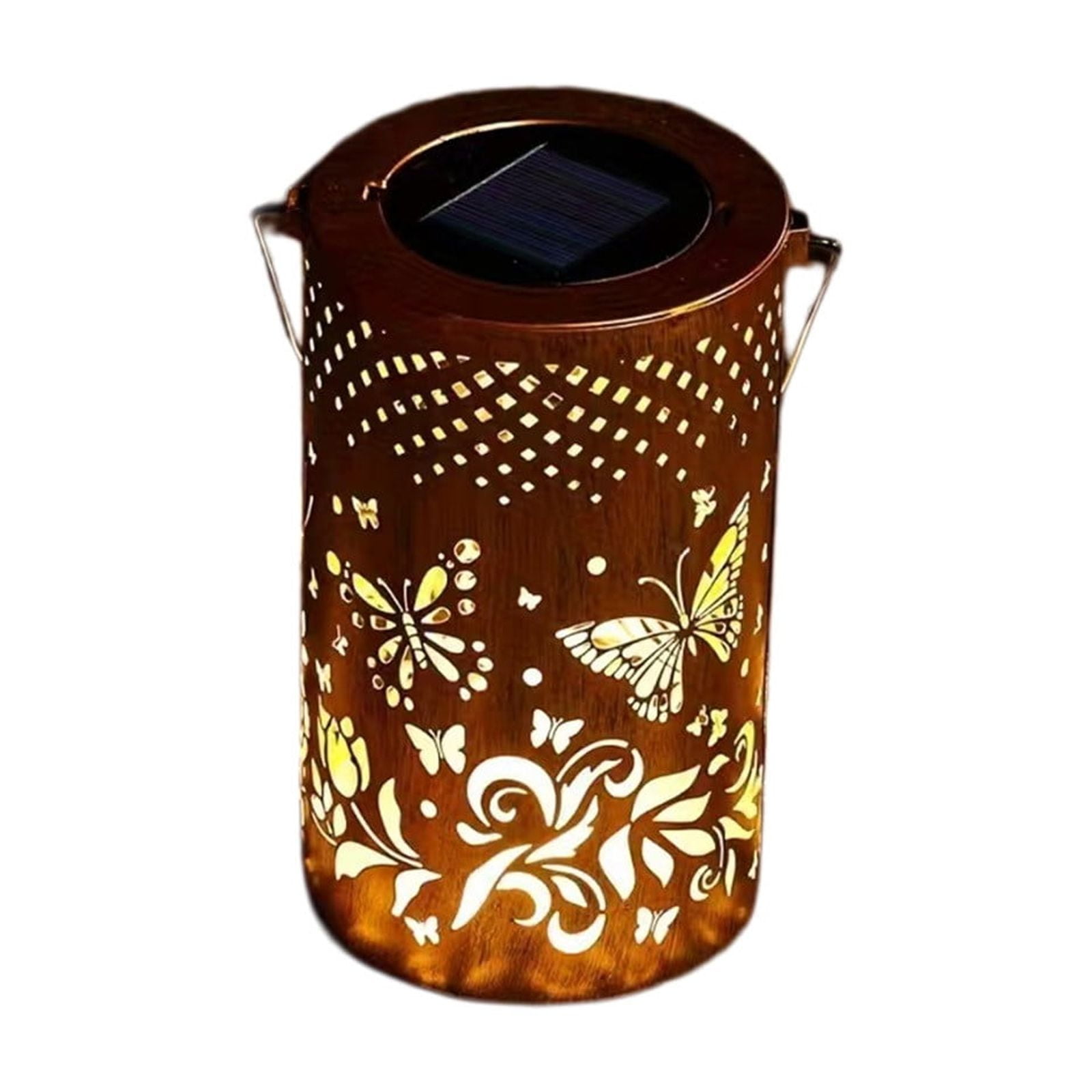 Solar Lantern Outdoor Decorative Hollow Metal Garden Light Led Patio ...