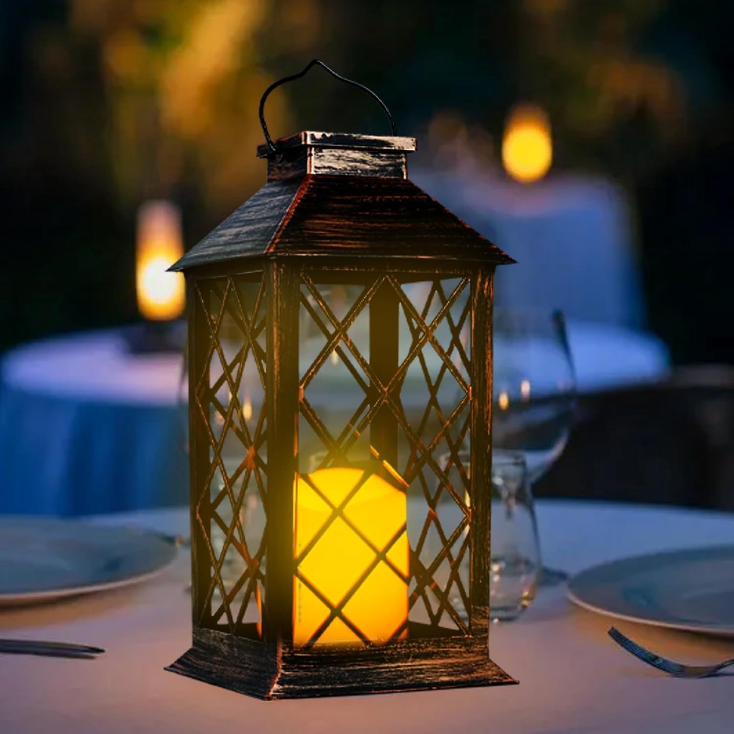 Solar Lantern,Outdoor Garden Hanging Lantern-Waterproof LED Flickering ...