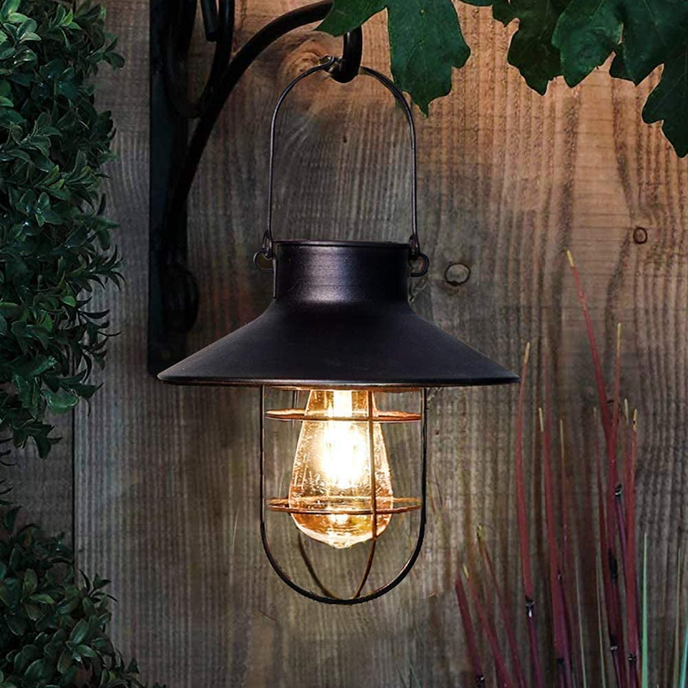Solar Lantern Outdoor Hanging Light- Waterproof Vintage Metal Solar ...