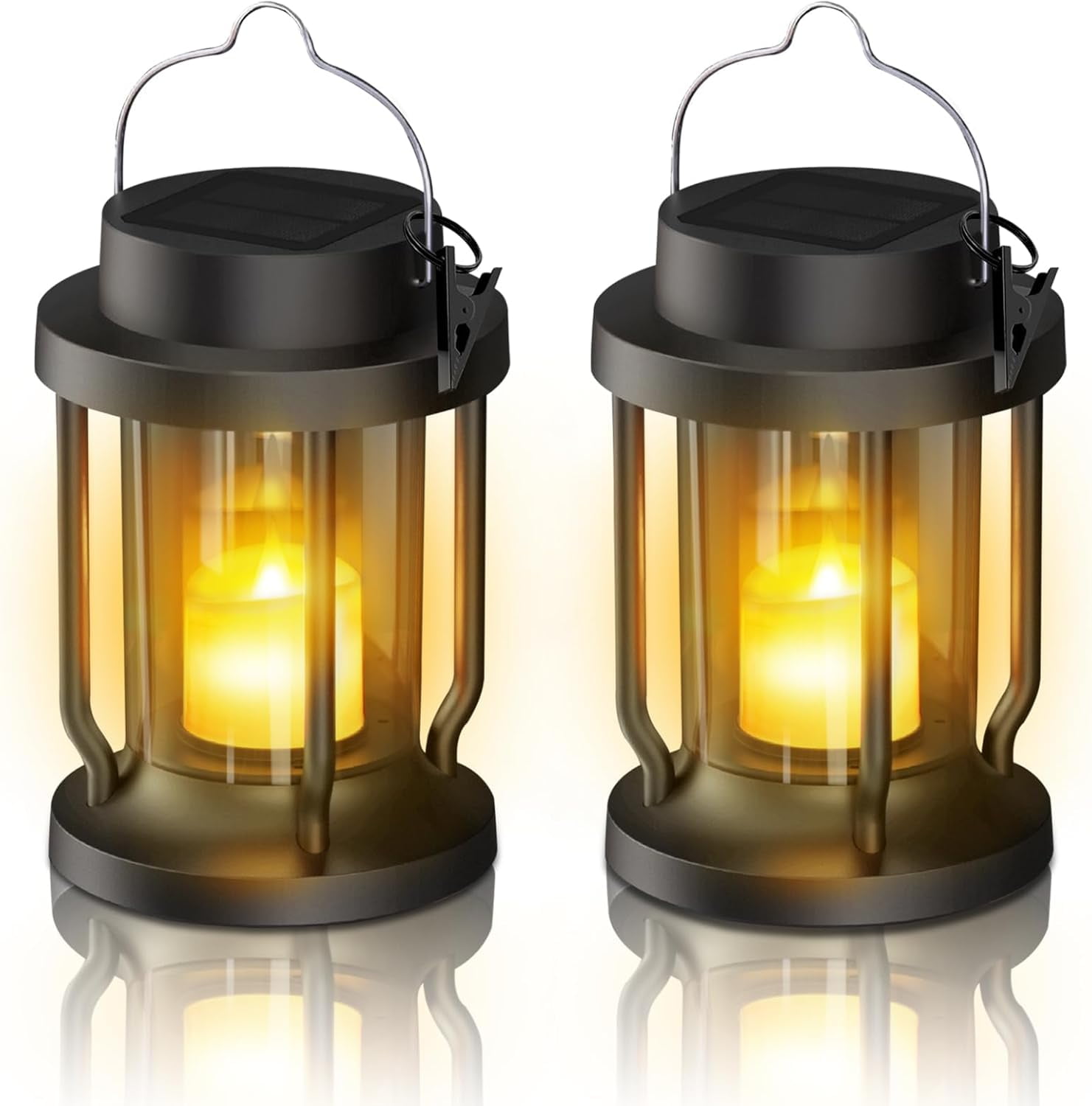 Solar Lantern Outdoor Indoor Use – Hanging Solar Lights with Realistic ...