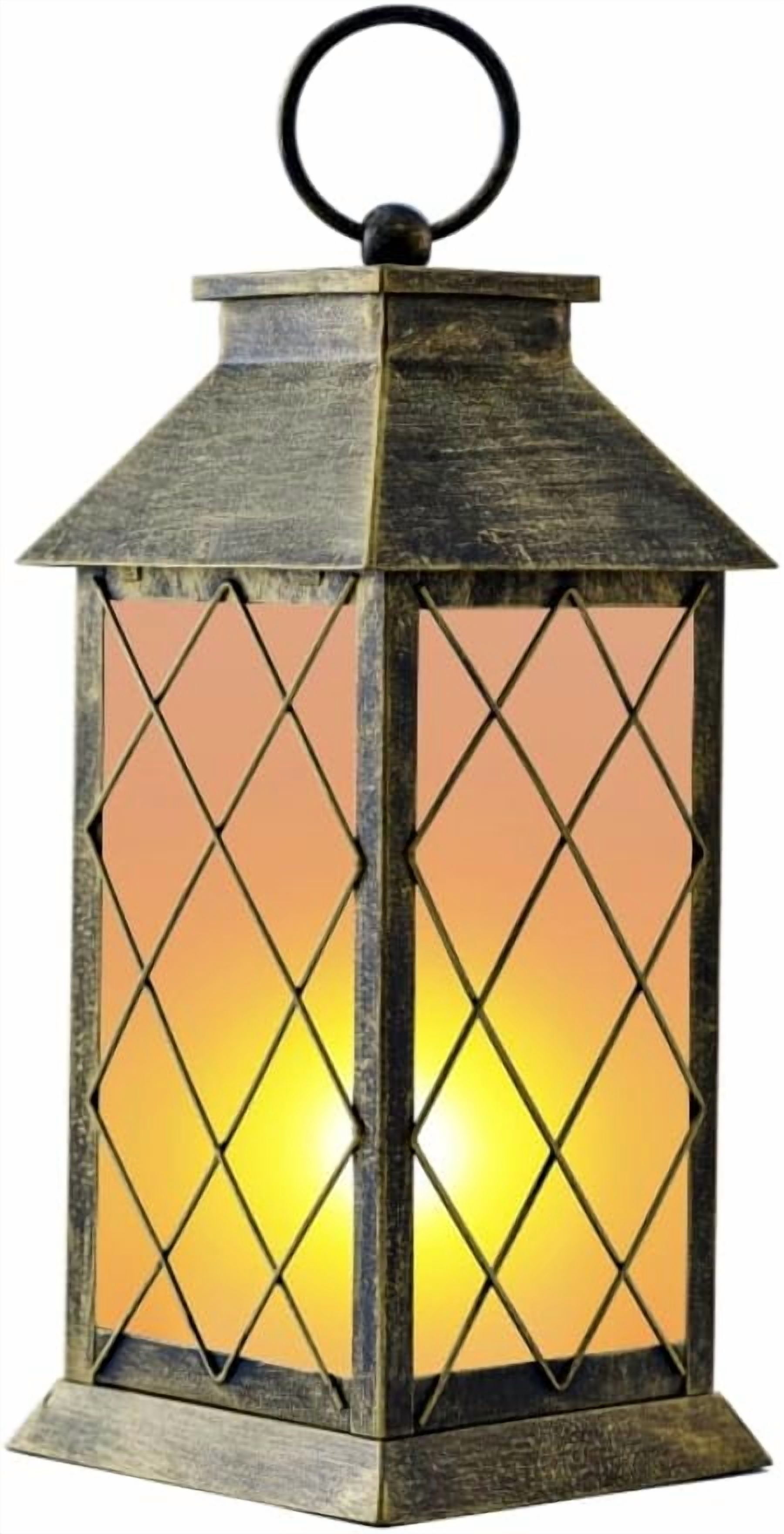 Solar Lantern Outdoor Waterproof, Glass Solar Flickering Flame Lantern ...