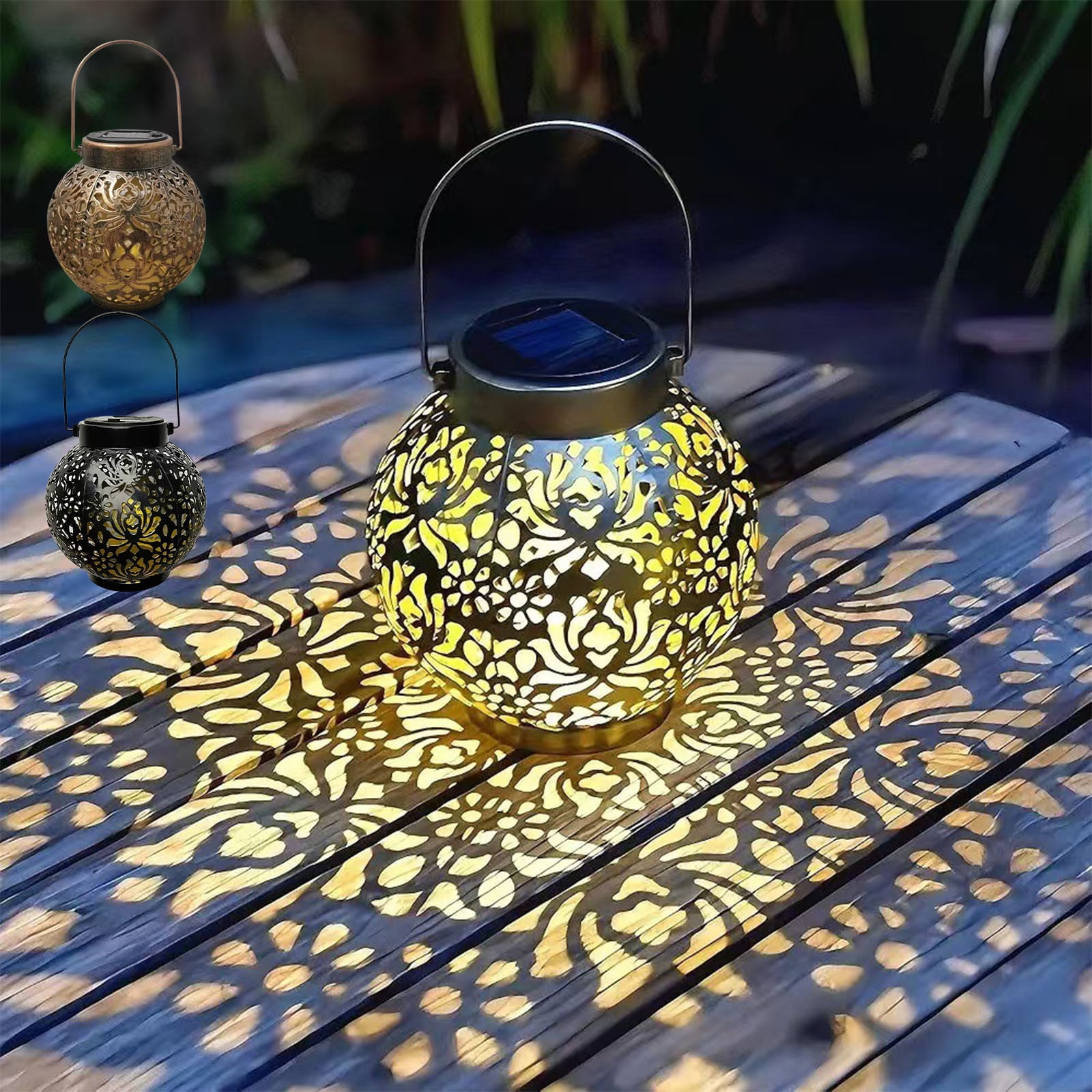 Solar Lantern Outdoor Waterproof Hanging Light | Metal Decorative LED ...