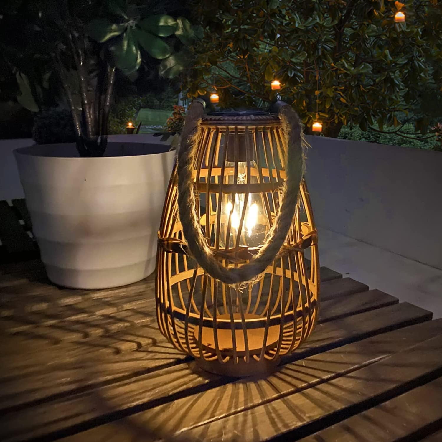 Solar Lantern Outdoor Waterproof Large Rattan Lanterns Decorative ...
