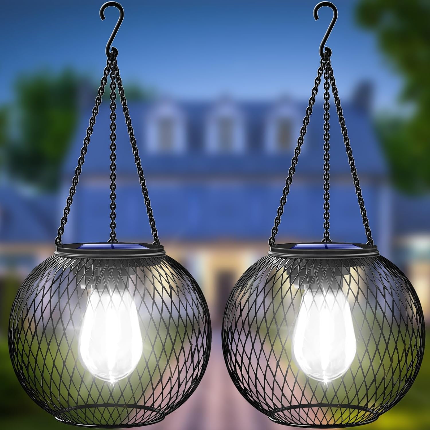 Solar Lantern Outdoor Waterproof Metal Hanging Solar Light Suitable for ...