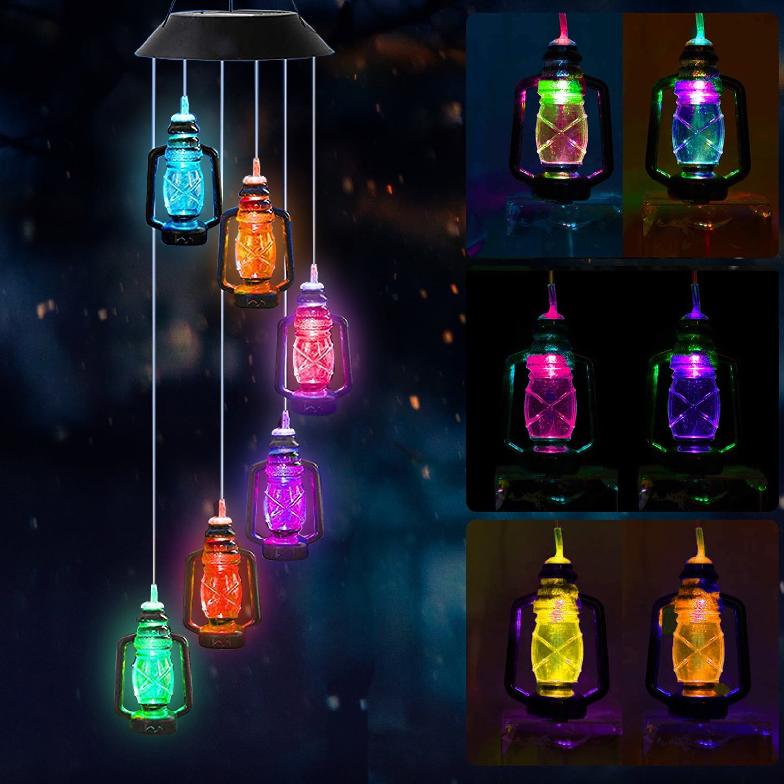 Solar Lantern Wind Chime, LED Lantern Wind Chime, Color Changing ...