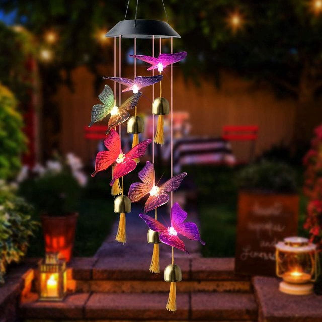 Solar Lantern Wind Chime, Waterproof 7 Color Changing Mobile LED ...