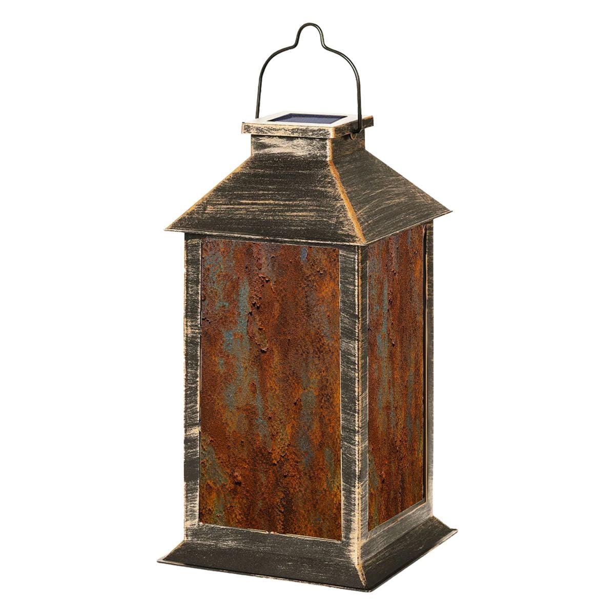 Solar Lantern brown rust stains old white paint rusty metal wall Garden ...
