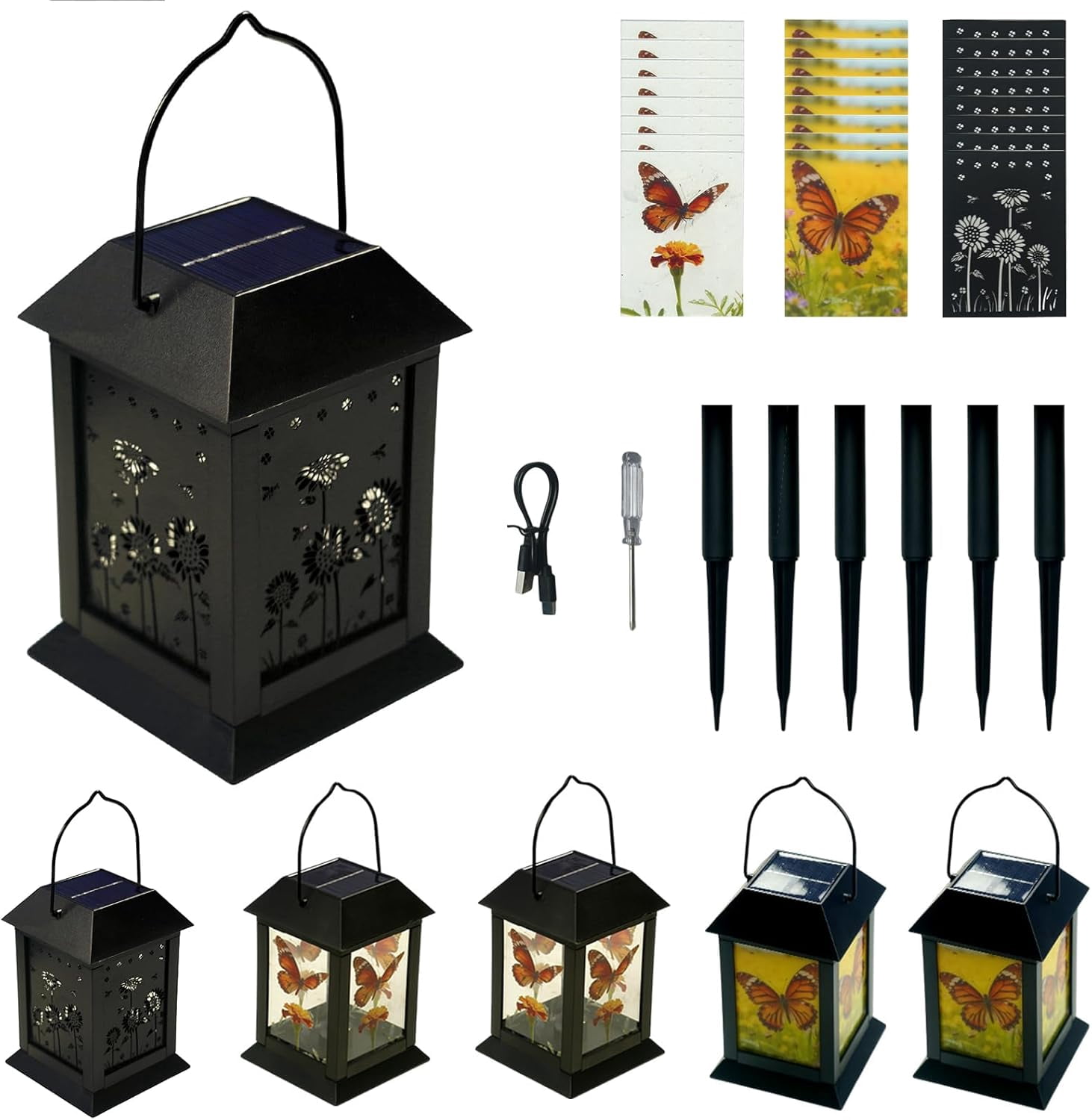 Solar Lanterns - 6 Pack Waterproof Outdoor Solar Lanterns, Hanging ...