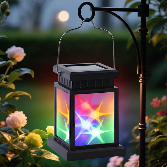 Syenll Solar Lantern Lights Outdoor, 2 Pack Waterproof Star RGB ...