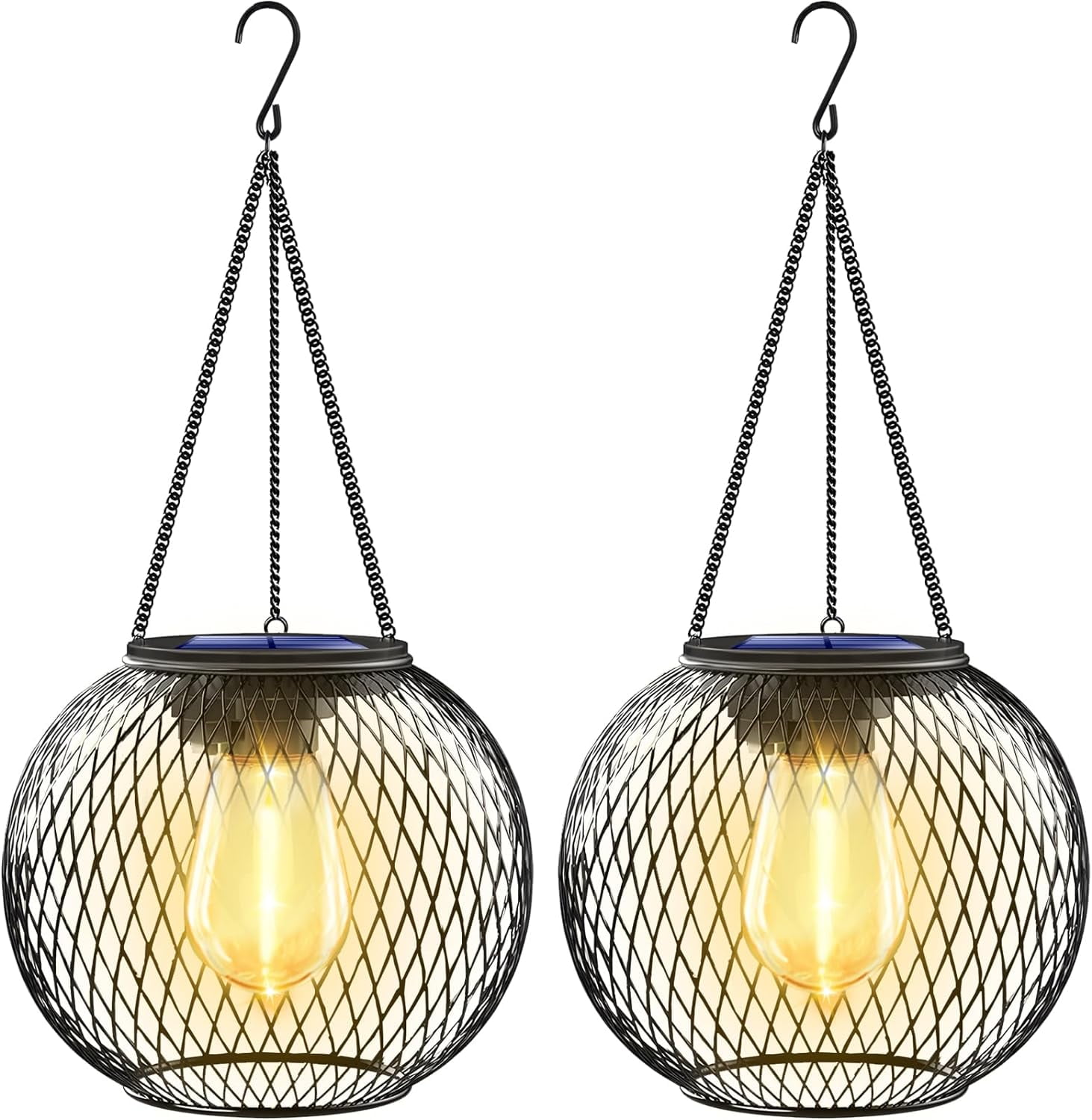 Solar Lanterns Lights Outdoor Waterproof Metal Hanging Solar Powered ...