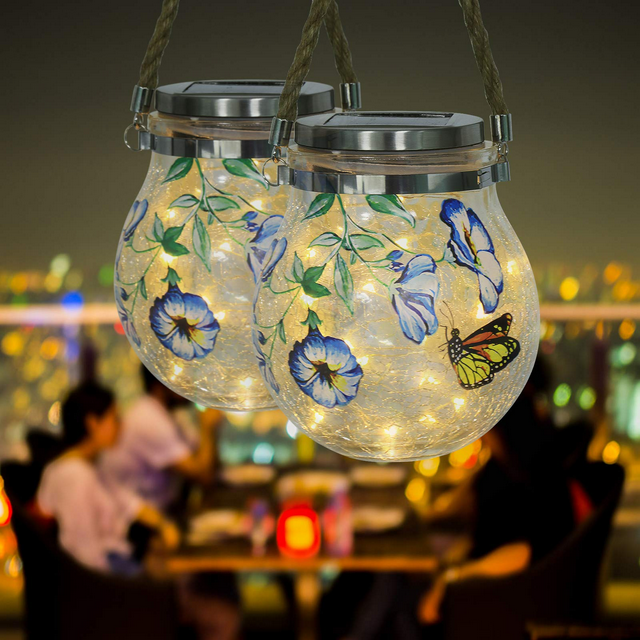 2 Pack Waterproof Solar Lanterns - Outdoor Decor for Patio, Yard ...