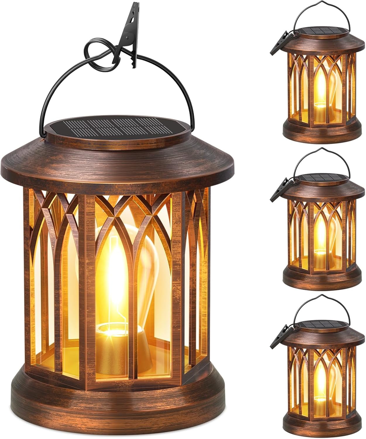 Solar Lanterns Outdoor Hanging 4 Pack, Upgraded Bright Waterproof ...