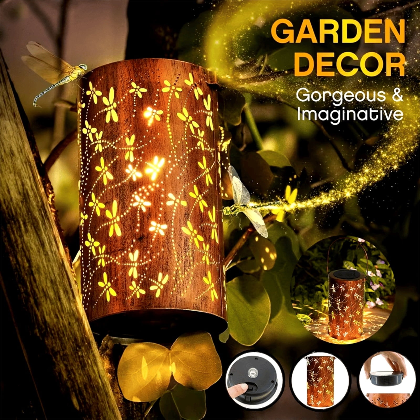 Solar Lanterns Outdoor Hanging Lantern Lights Dragonflys Solar Outdoor ...