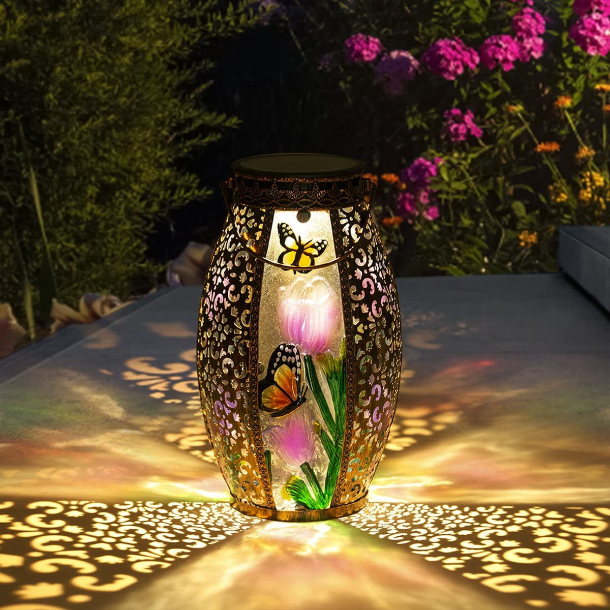 Solar Lanterns Outdoor Hanging Light - Cardinal Solar Powered LED Glass ...