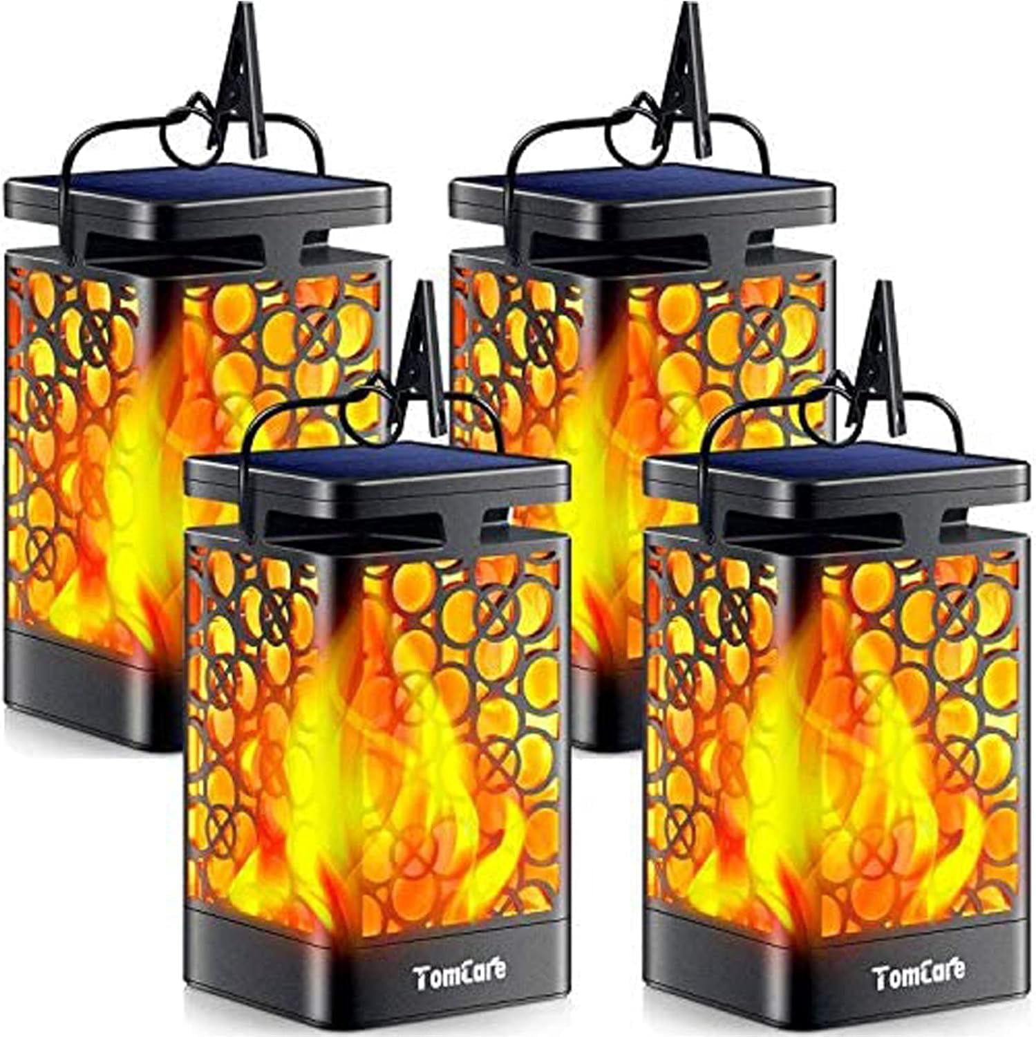 Solar Lanterns Outdoor Upgraded Flickering Flame Waterproof Hanging ...