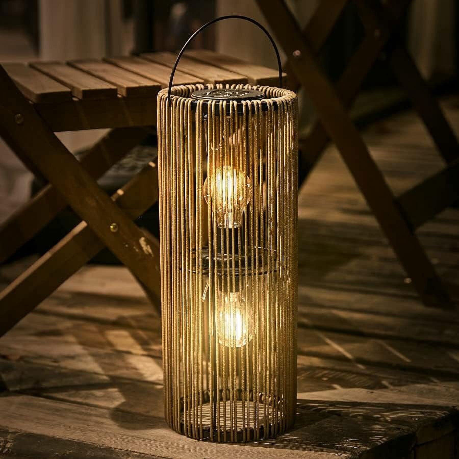 Solar Lanterns Outdoor Waterproof Hanging Rattan Weaving Solar Garden ...