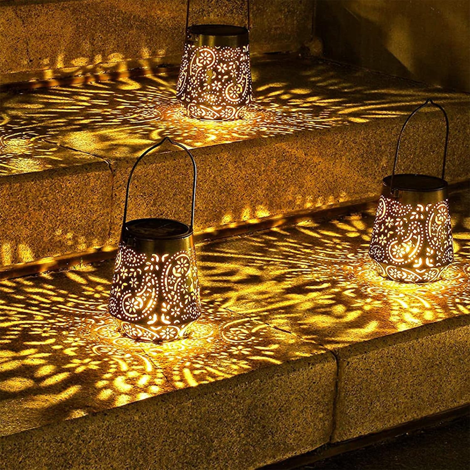 Solar Lanterns Outdoor Waterproof Hanging Solar Lantern, Retro LED ...