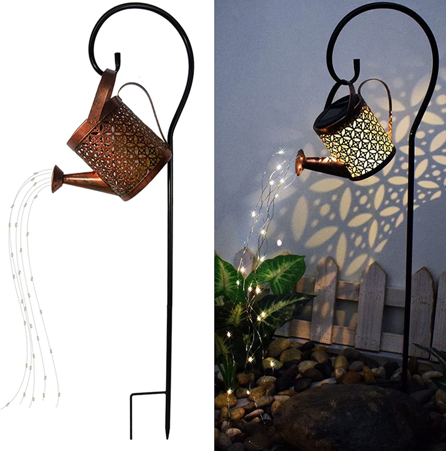Solar Lanterns Outdoor Waterproof,Metal Watering Can Garden Decor ...