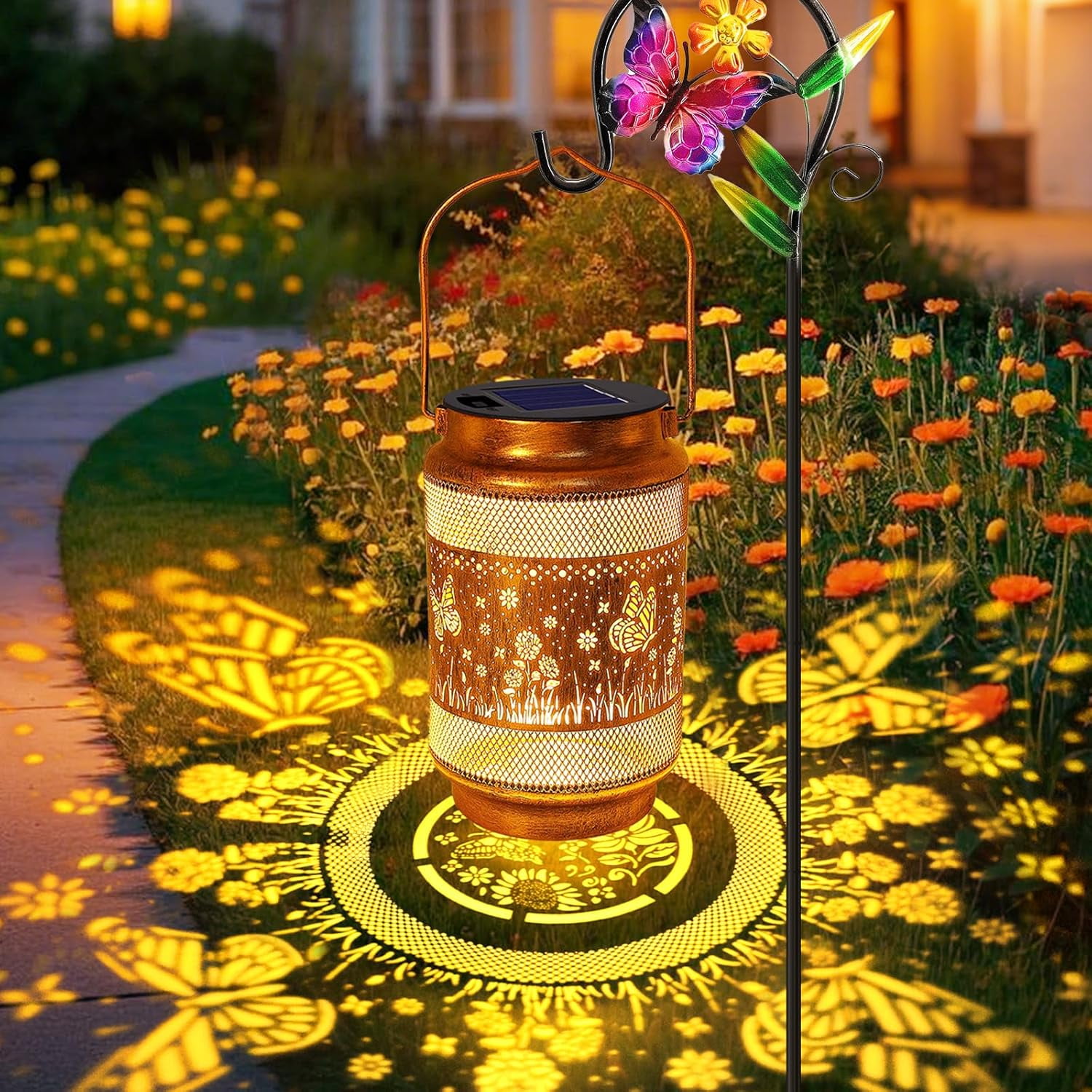 Solar Lanterns Outdoor Waterproof with Shepherd Hook, Birthday Gifts for Women Mom Grandma ...