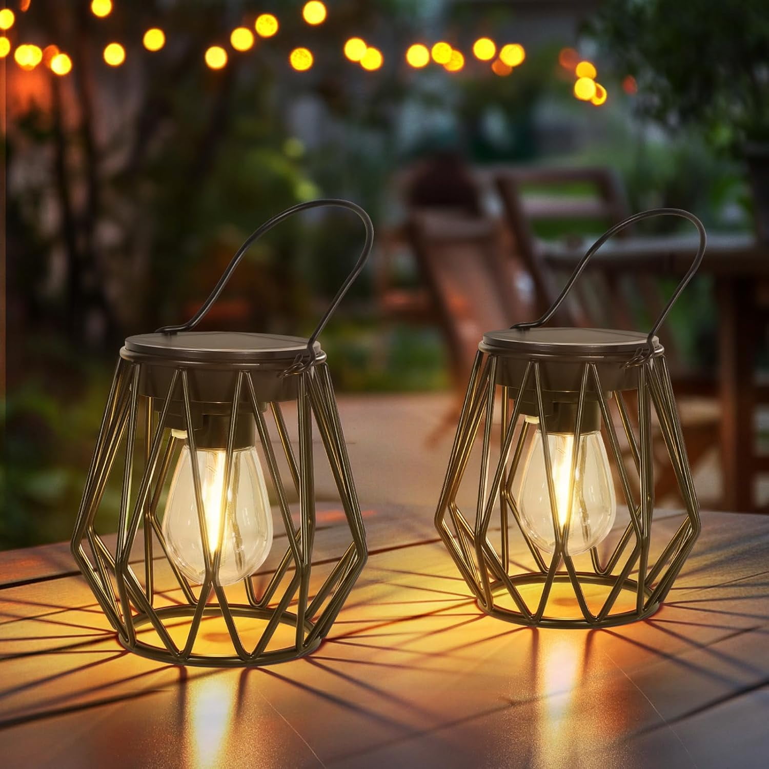 Solar Lanterns Outdoor Waterproof, Upgraded Powered Hanging Solar ...