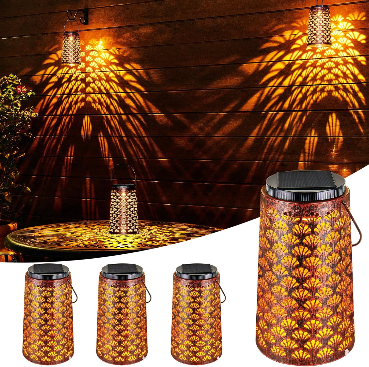 Solar Lanterns for Outside,4 Pack Solar Hanging Outdoor Garden Decor ...