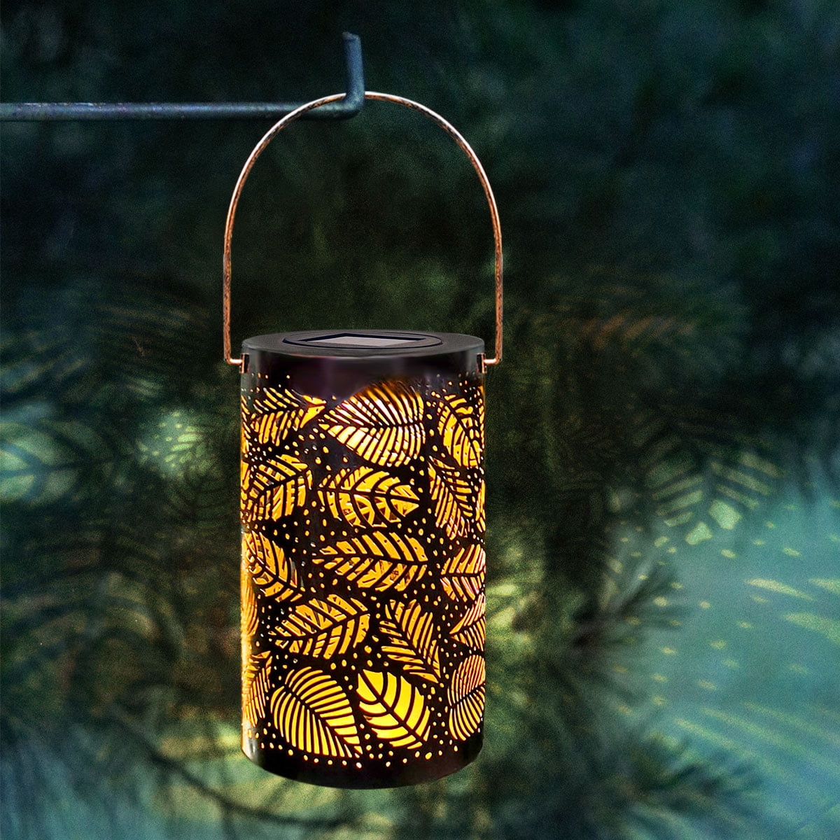Syenll Solar Latern Lights Decorative Metal Leaf Pattern Outdoor ...