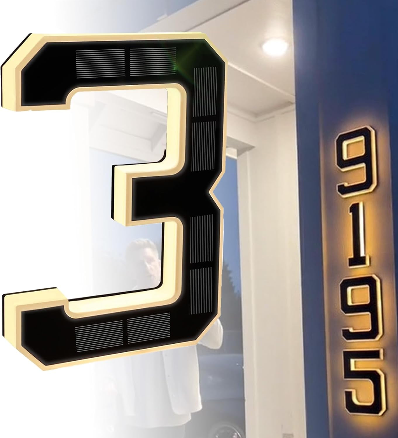 Solar Led House Numbers & Letters, 9 Inch Solar Lighted House Numbers ...