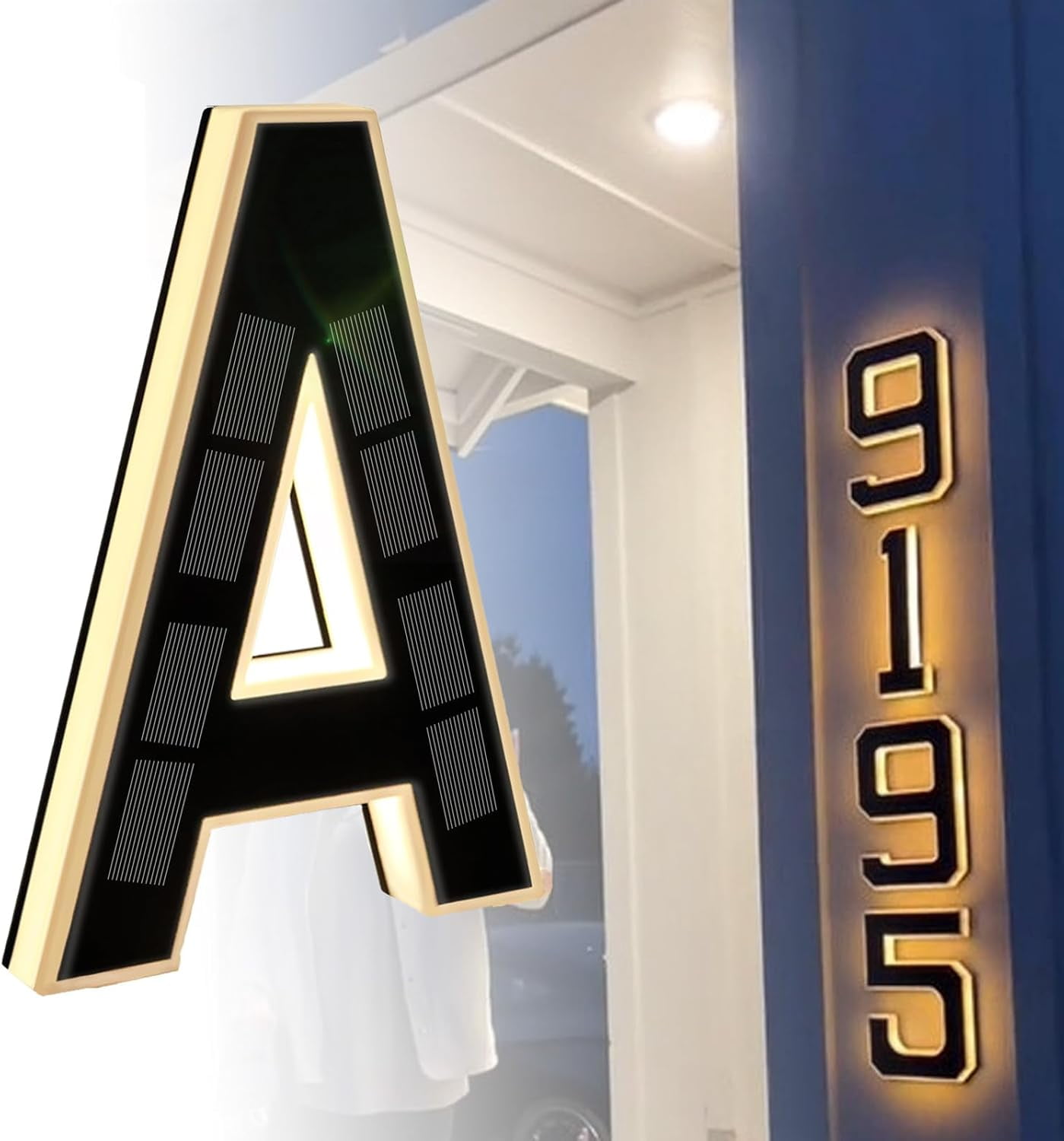Solar Led House Numbers & Letters, 9 Inch Solar Lighted House Numbers ...