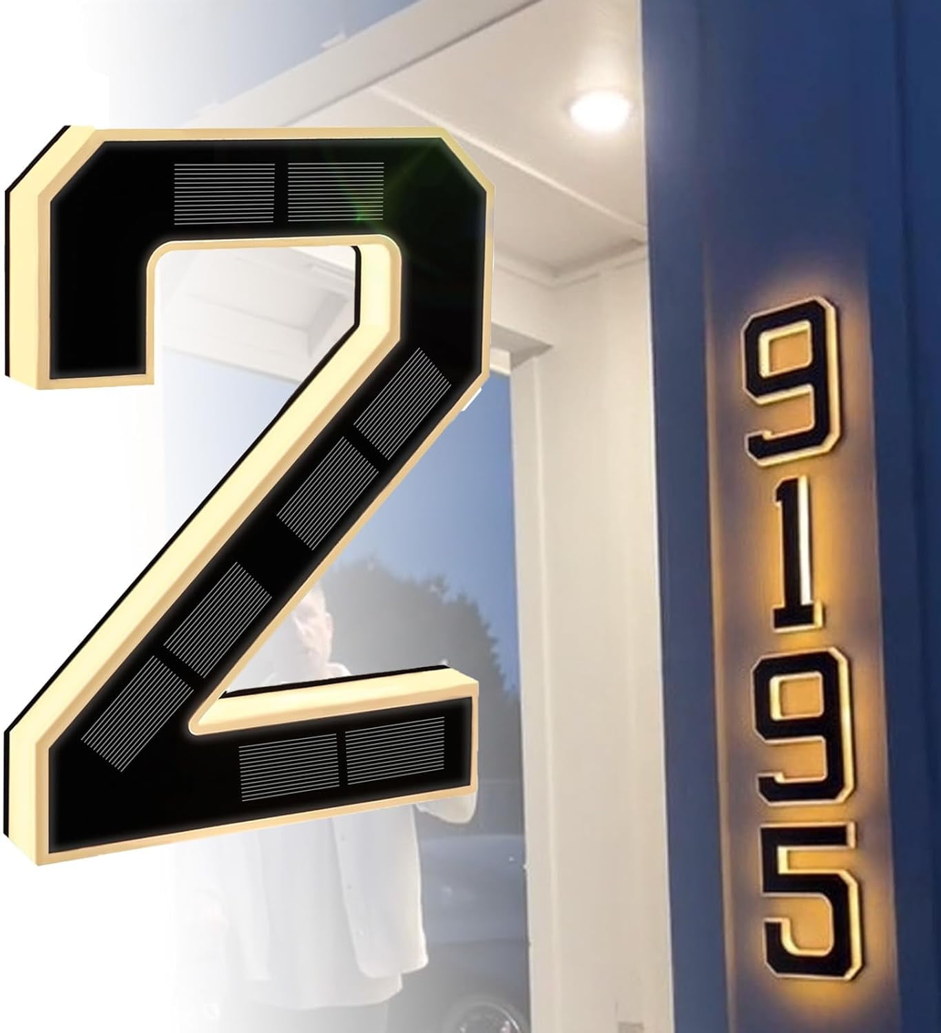Solar Led House Numbers & Letters, 9 Inch Solar Lighted House Numbers ...
