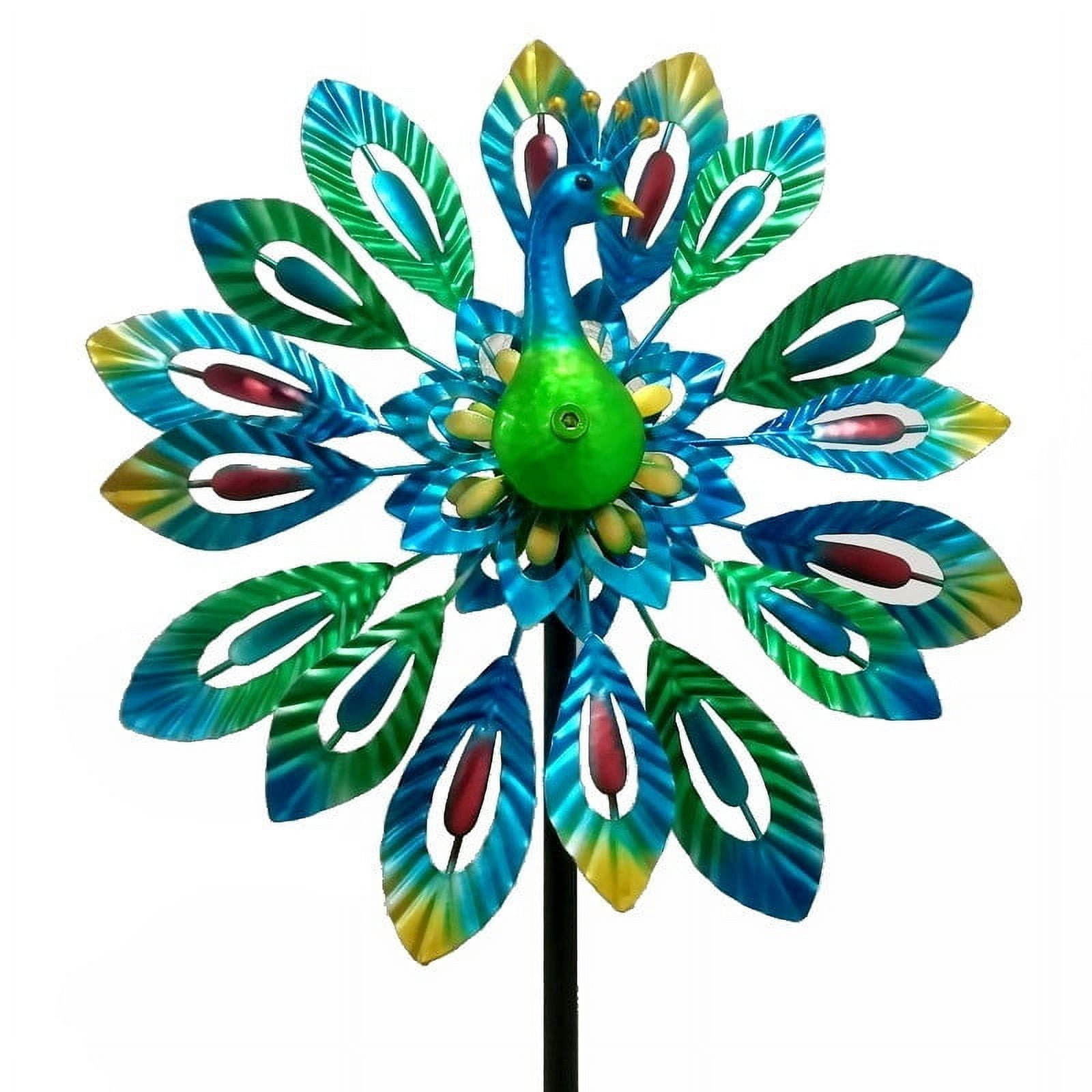 Solar Light 6-color Decorative Iron Double-sided Rotating Peacock ...