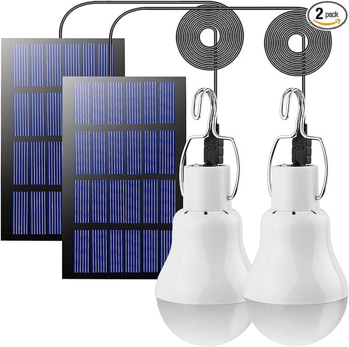 Solar Light Bulbs 2PCS with 11.31ft Cables*2, 130LM Solar Rechargeable ...