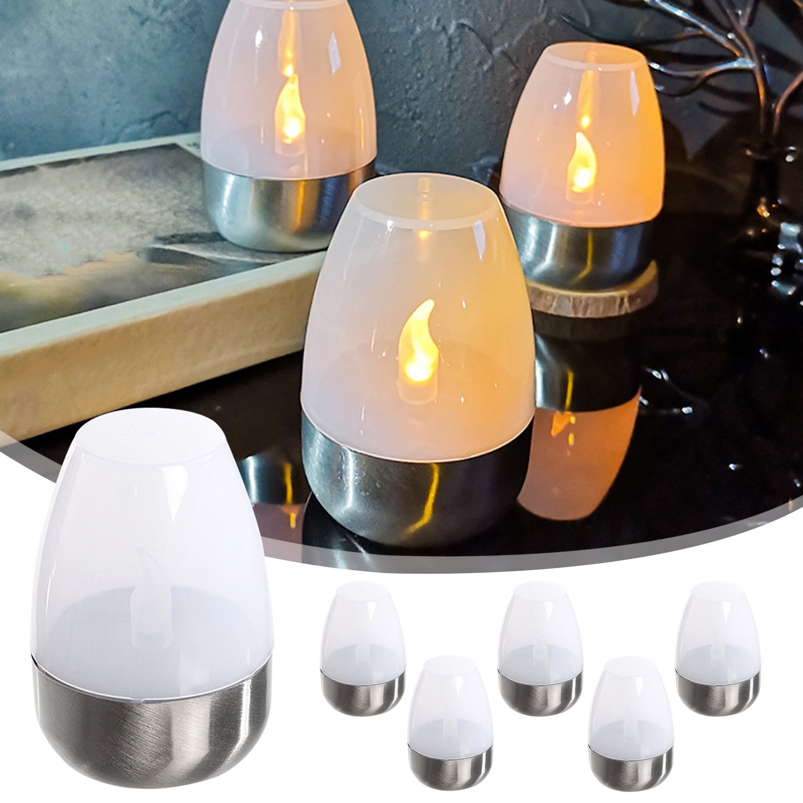 Solar Light Candles 6 Pack Solar Lights Outdoor Flameless Warm LED ...
