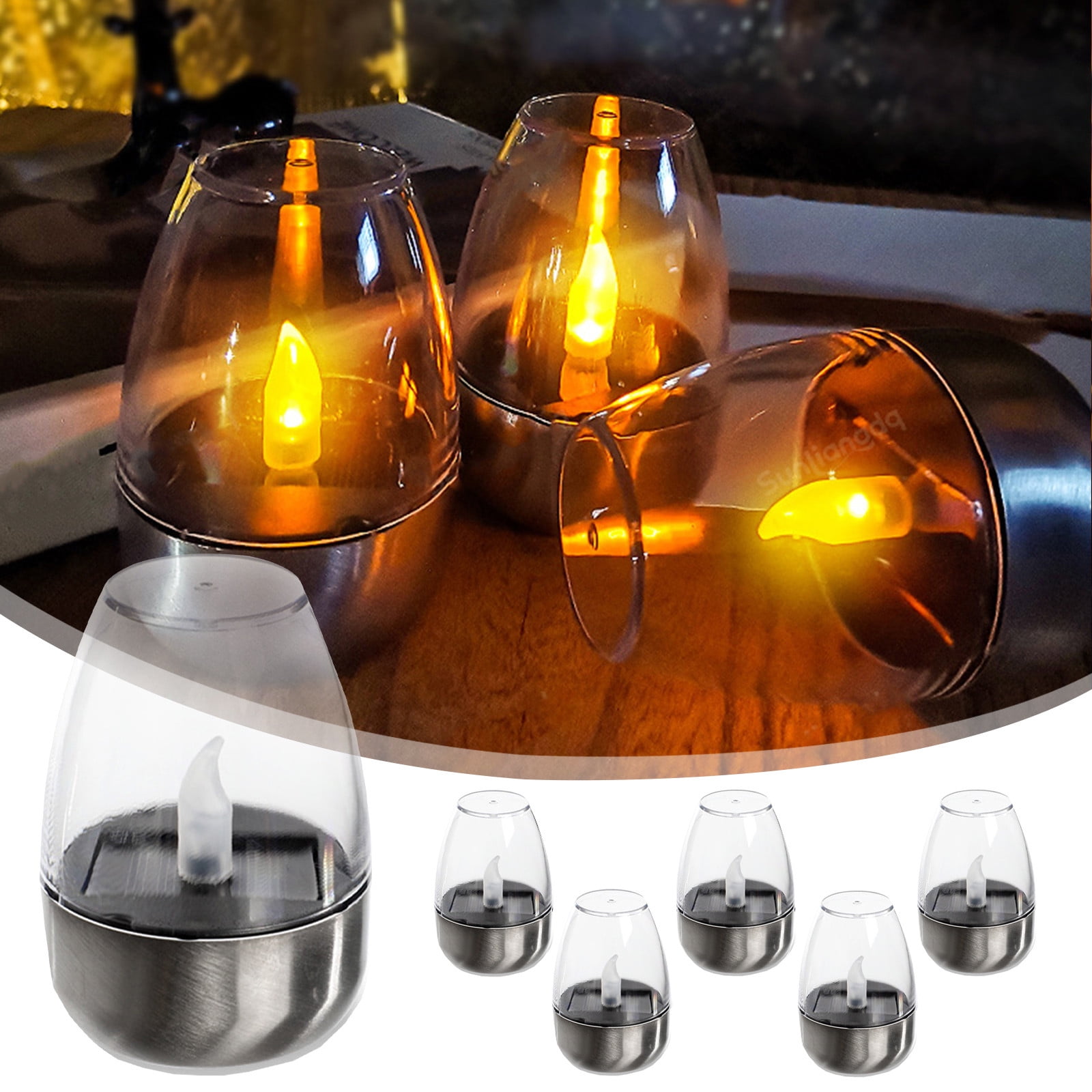 Solar Light Candles 6 Pack Solar Lights Outdoor Flameless Warm LED ...