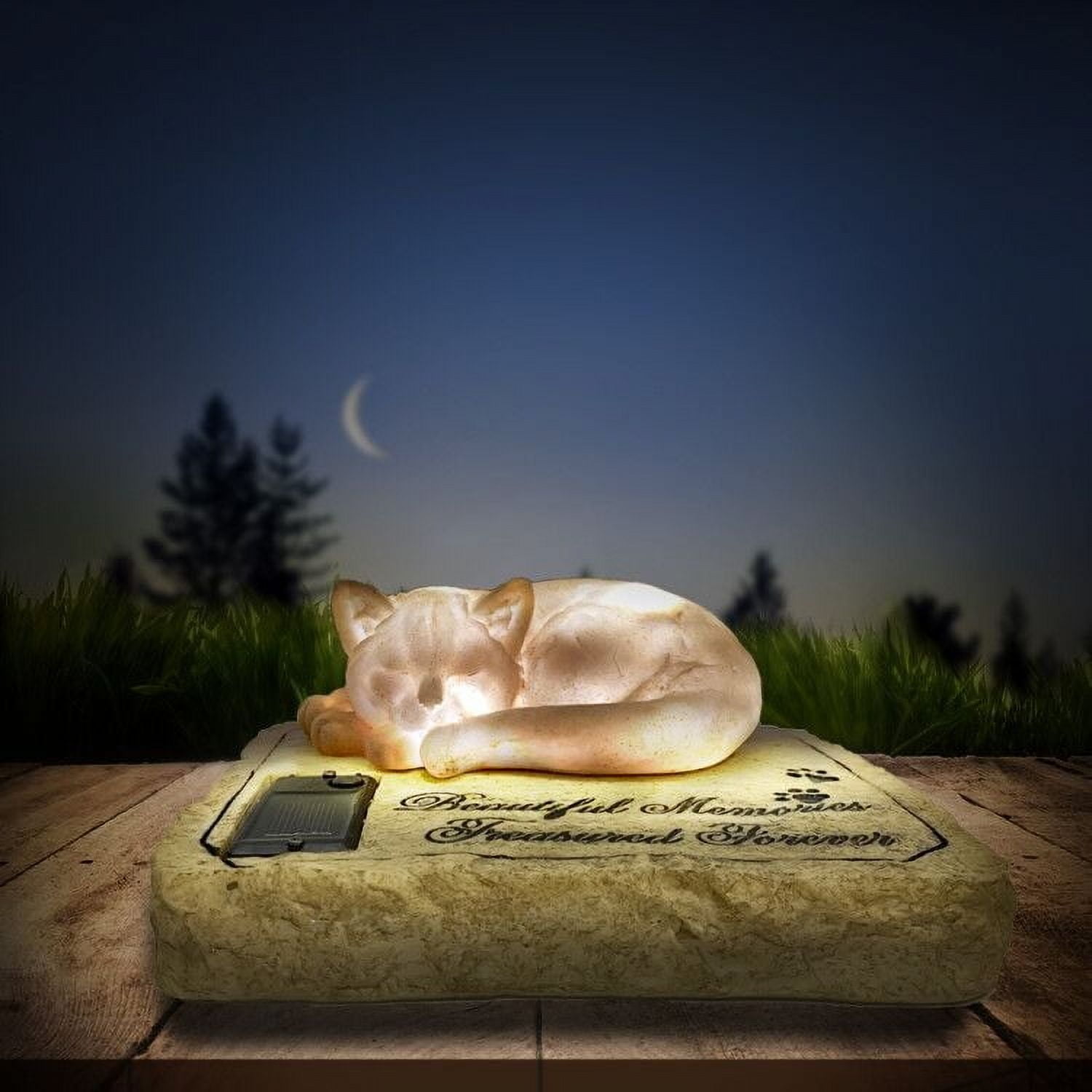 Solar Light Cat Memorial Stones Garden Stones with A Sleeping Cat ...