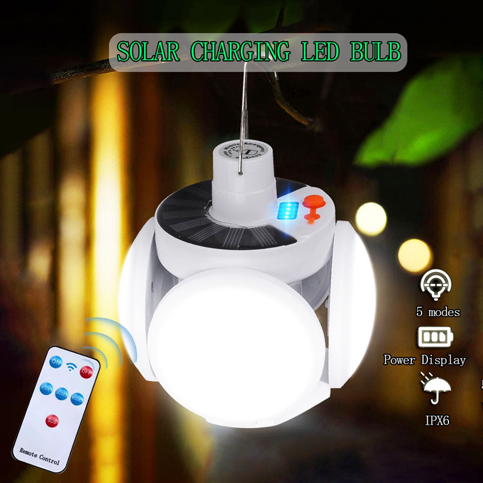 Solar Light Deformable Garage Light Folding Bulb LED Light Football UFO ...